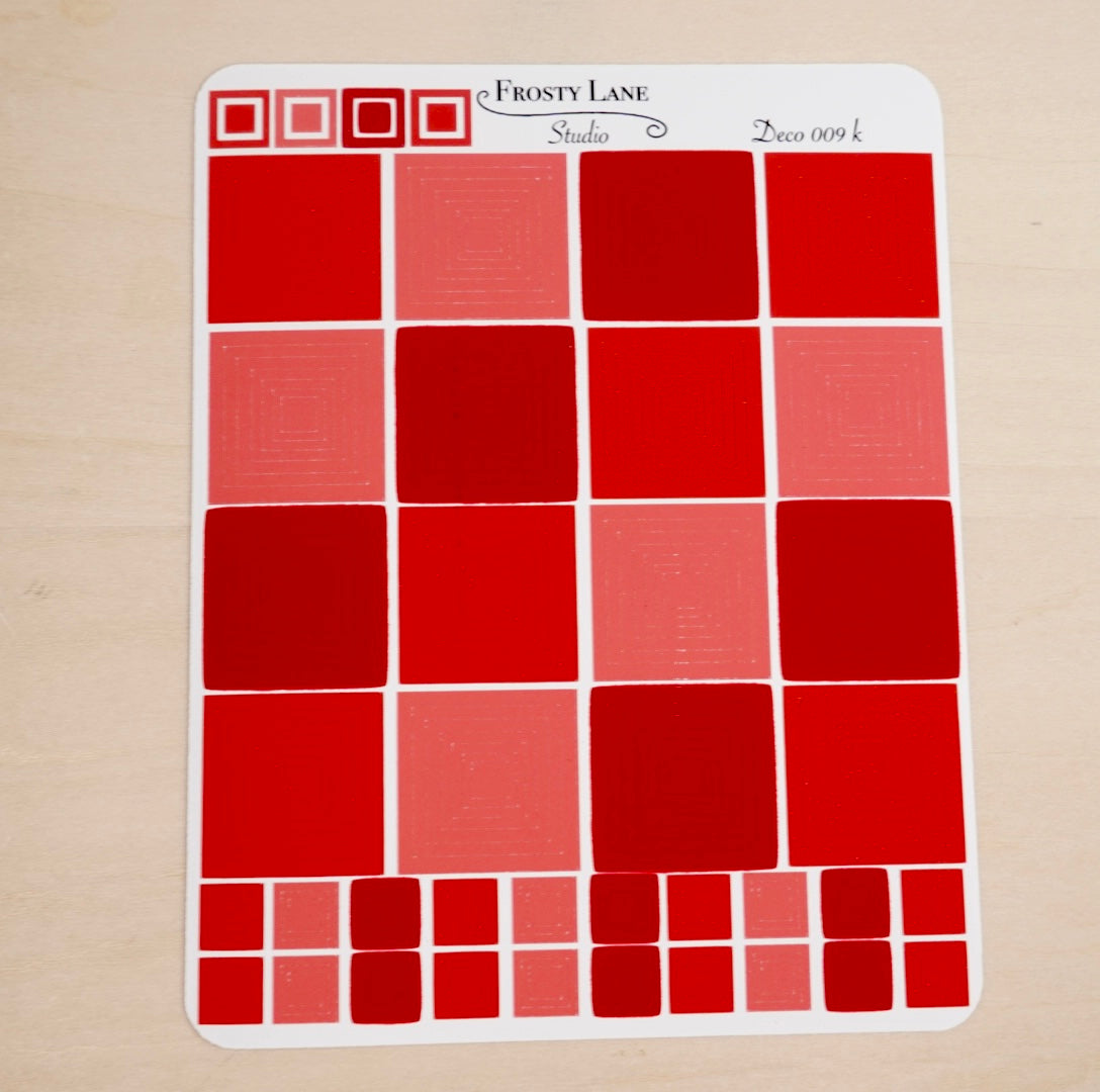 Deco009.k. Red Square Outline Sticker Sheet – Frosty Lane Studio