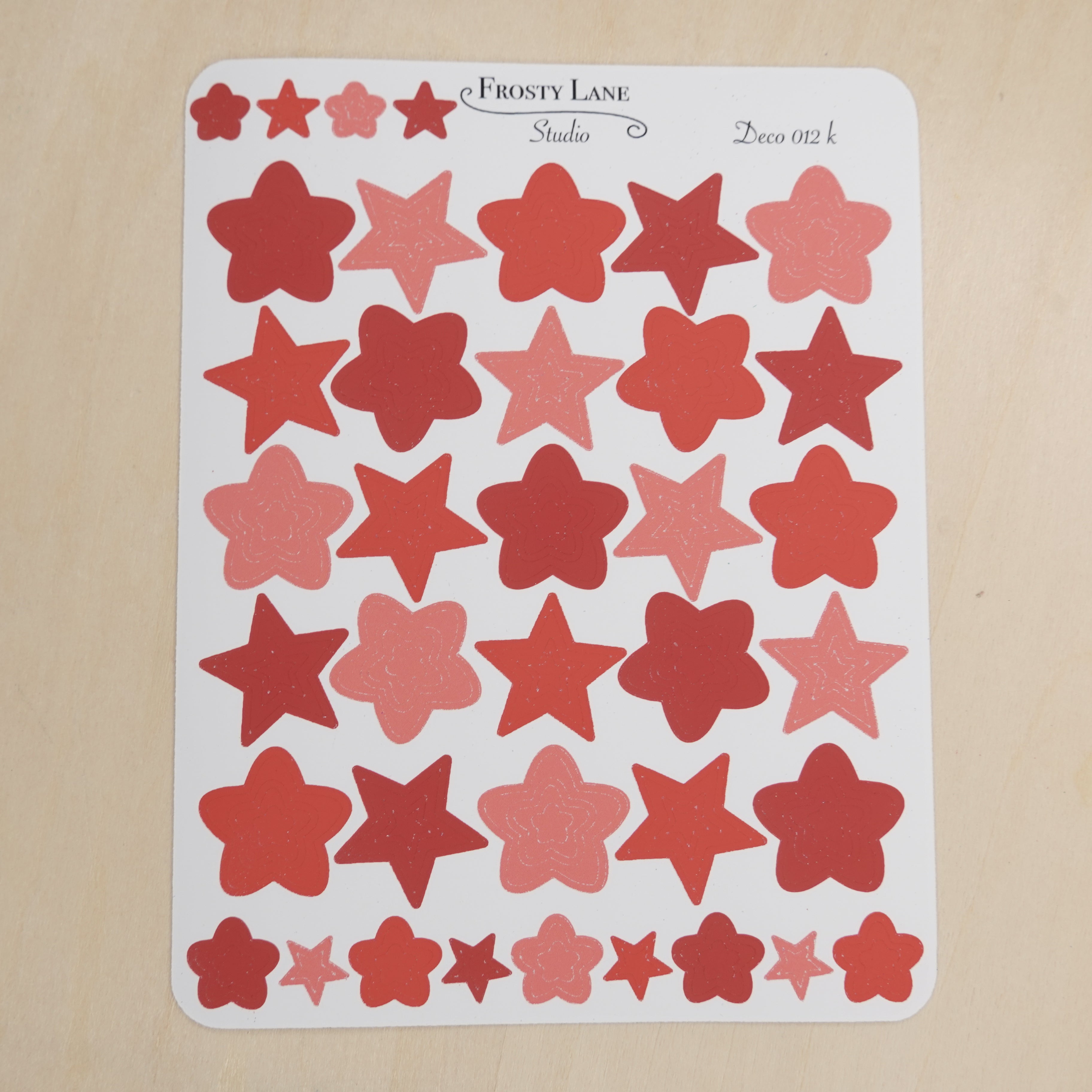 Deco012.k.Red Star Outline Sticker Sheet – Frosty Lane Studio